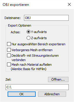 Exportieren im OBJ Format