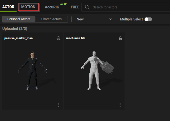Ready-Made Motions for Actors