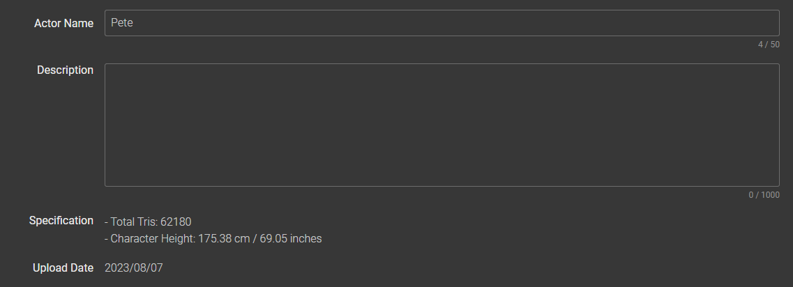Editing Actor Info