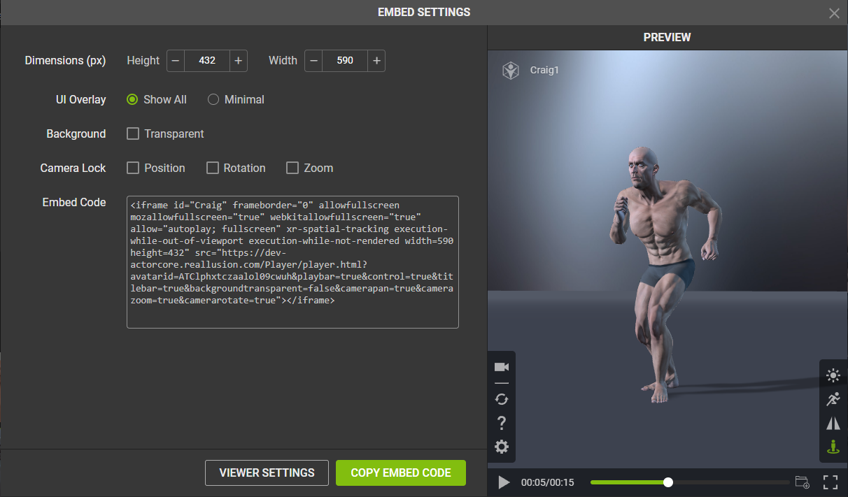 Embed Settings