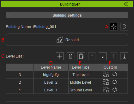 BuildingGen Panel (building mode)
