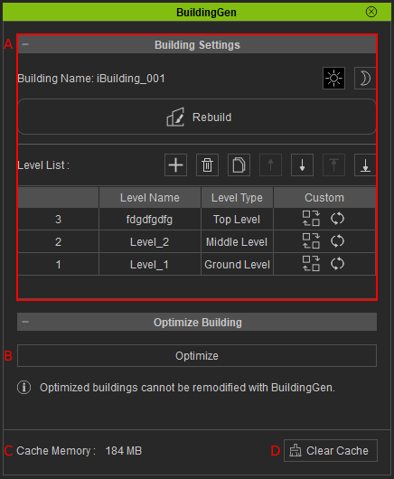 BuildingGen Panel (building mode)
