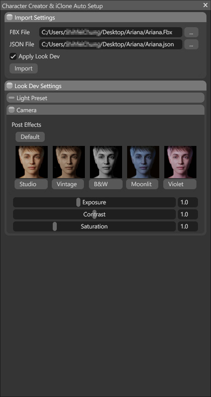 Using Look Dev - Camera Post Effect