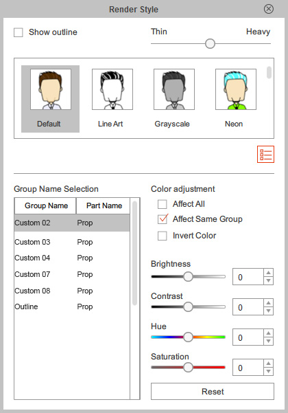 Setting Color Tones with Render Style