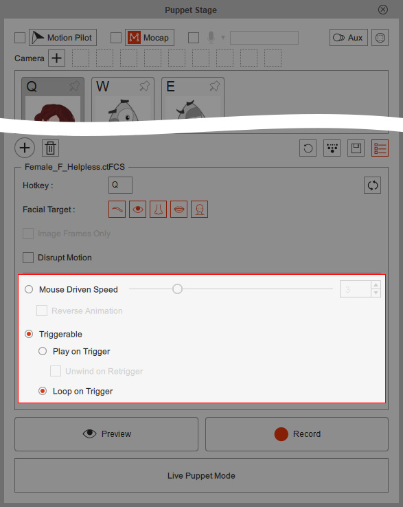 Common Motion Settings for Motion Cards