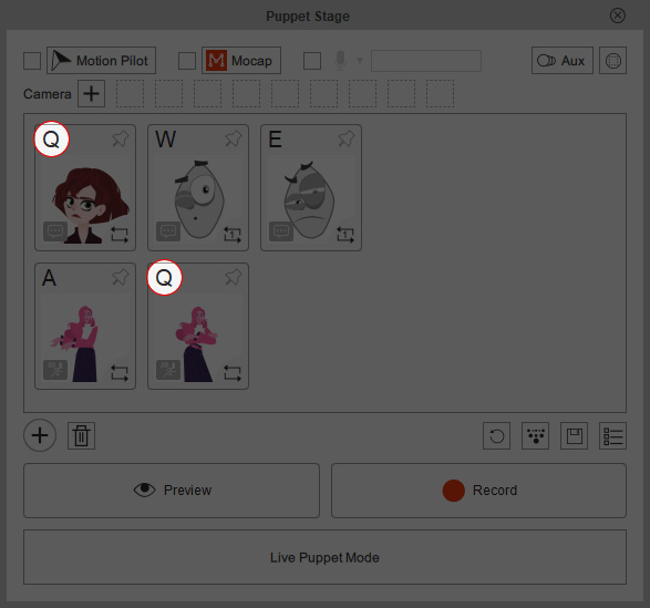 Expression, Perform and Body Motion Card for Characters