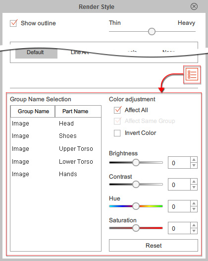 Customizing Render Styles for Bitmap-based Body Parts