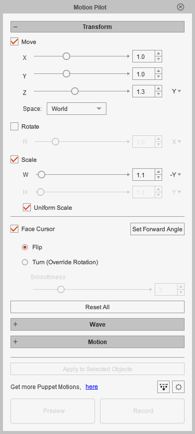Puppeteering with Motion Pilot