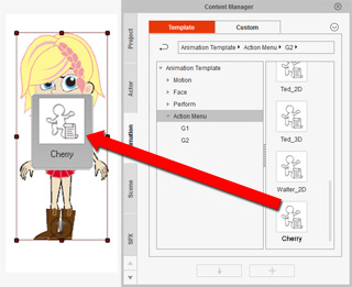 Applying an Action Menu from the Library