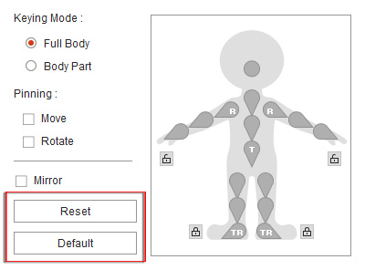 Setting Default Keys and Resetting Motion Layer Keys