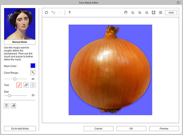 Editing the Face Background Mask