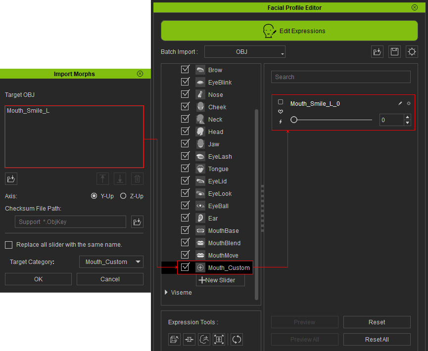 Adjusting Expressions for Standard Characters with Batch-Importing
