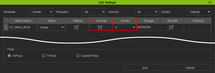 Using ZBrush to modify CC mesh details and normal maps