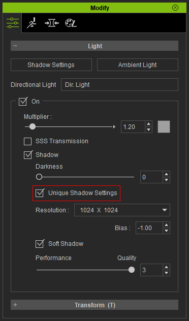 Shadow Map for Individual Lights