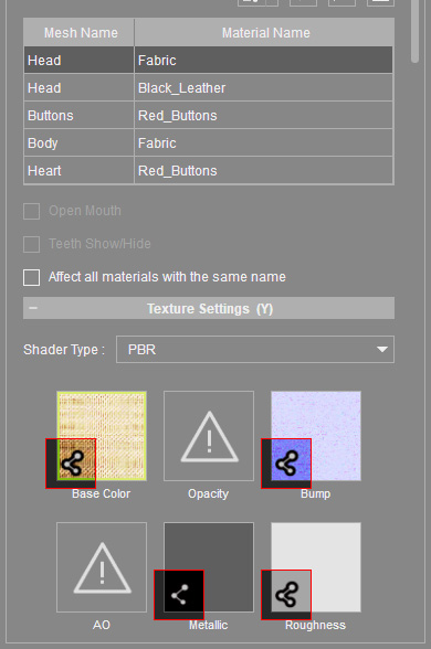 Sharing Identical Textures in Materials by Linkage Feature