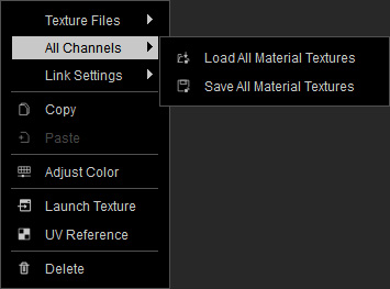User Interface Introduction for Texture Right-click Menu