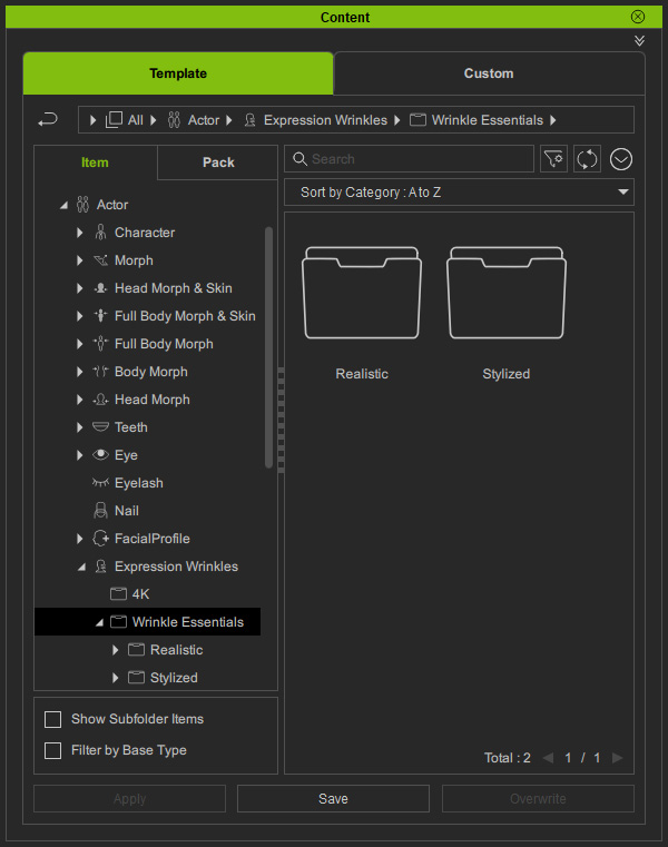 Wrinkle Essentials Library (Paid) in Expression Wrinkles