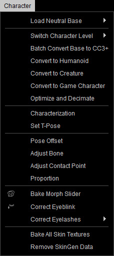 Main Menu - Character