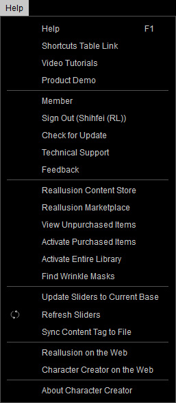 Main Menu - Help