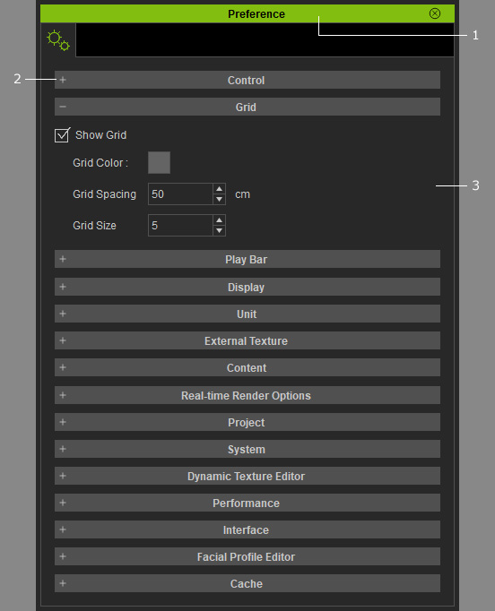 Preference Panel