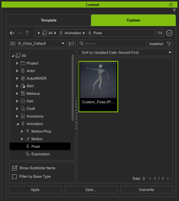Saving Custom Poses