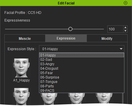 Setting Facial Expressions with Expressions Presets