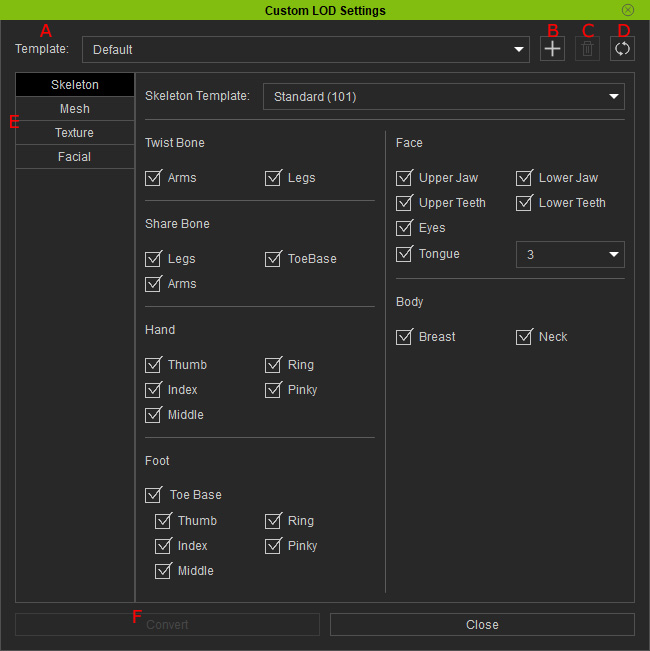 User Interface Introduction for Custom LOD Settings Panel