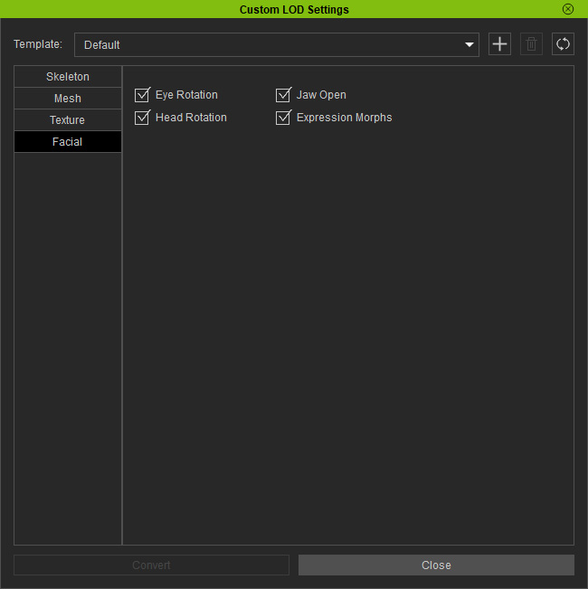 User Interface Introduction for Custom LOD Settings Panel