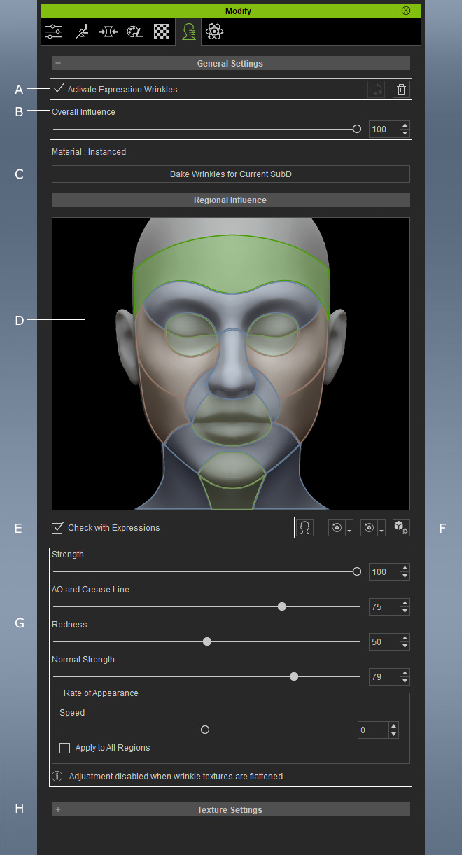 User Interface for Expression Wrinkles System