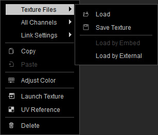 User Interface Introduction for Texture Right-click Menu