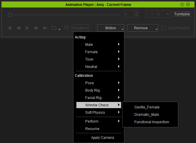 Using Animation Player for Checking Expression Wrinkles Effect