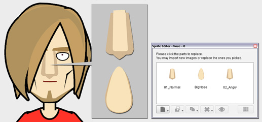 Select the target facial feature in the Composer Mode