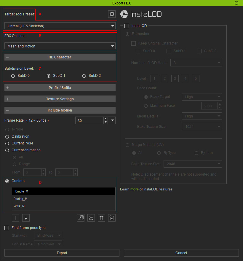 Exporting Characters to Unreal Engine