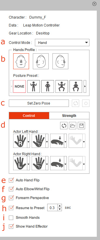 Hand Mocap User Interface