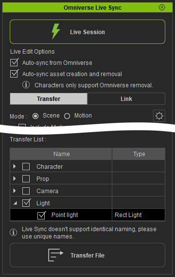 Re-Transferring Point Lights after Changing Settings