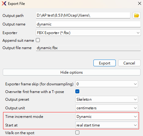 Timecode Settings for FBX File