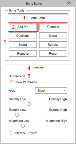 Introduction of the Bone Editor Panel