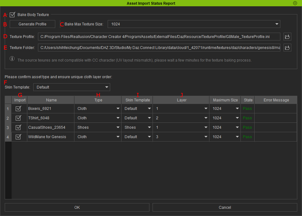 User interface Introduction for Asset Import Status Report Panel