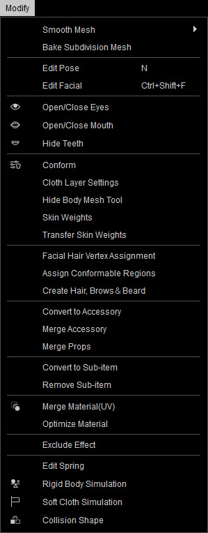 Main Menu - Modify