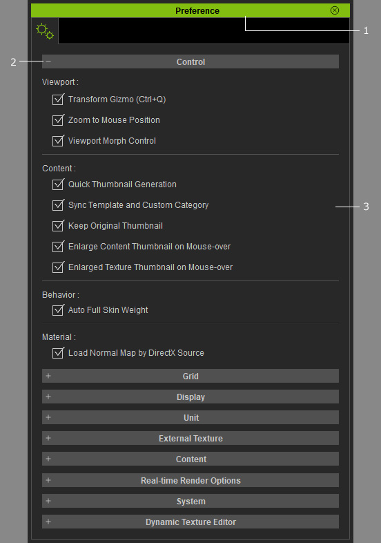 Preference Panel