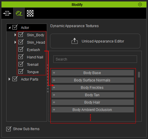 Search Function in Modify Panel