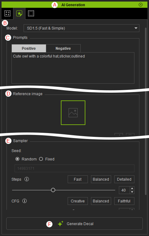 User Interface for AI Decal Generation