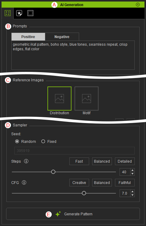 User Interface for AI Pattern Generation