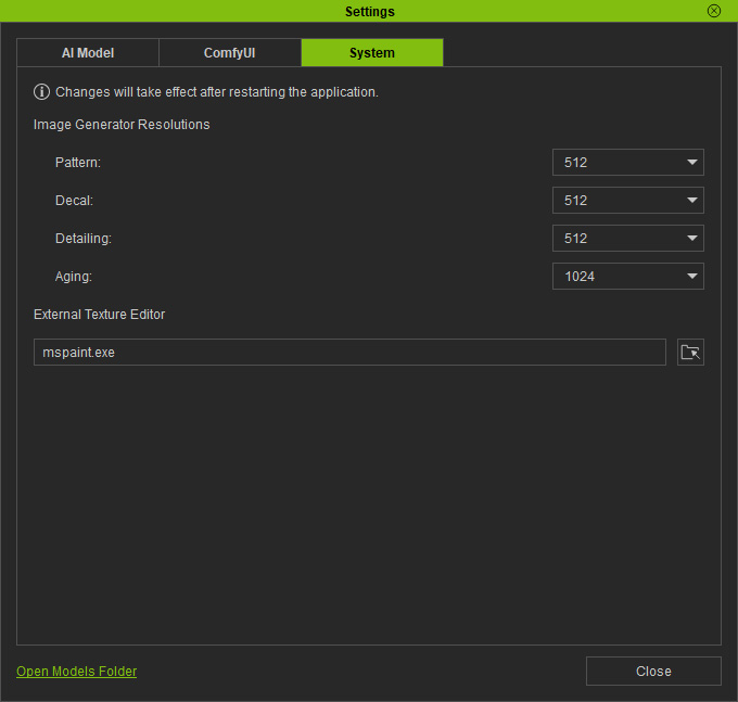 Specifying Image Resolution and Texture Editor