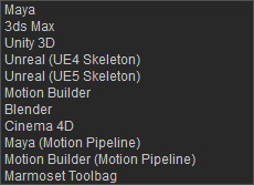 User Interface for Exporting FBX