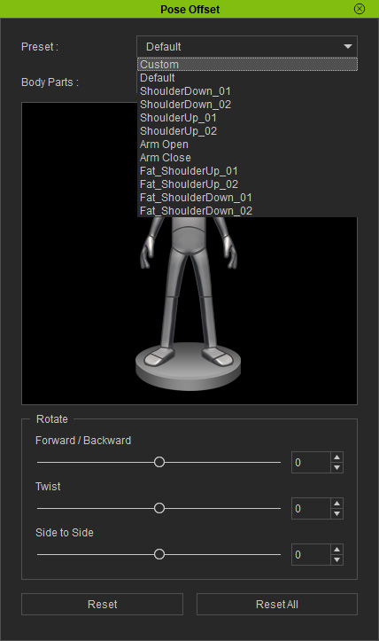 Using Pose Offset for Fixing Limbs Angles