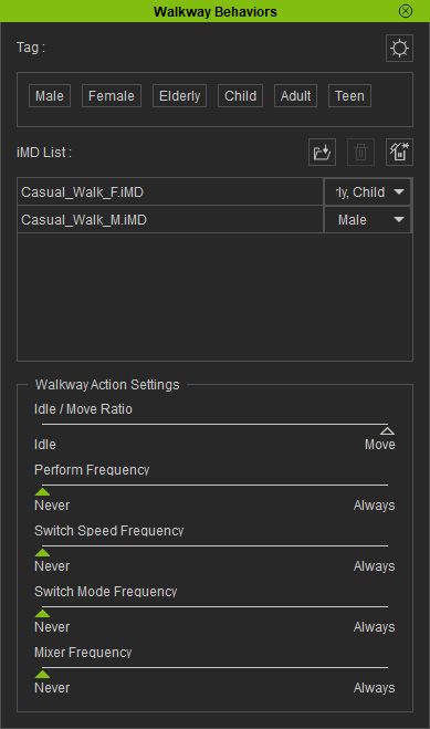 Walkway Behavior Settings