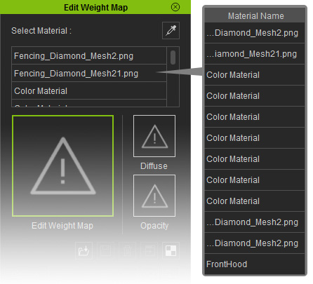 Displaying Desired Material for Applying Weight Map