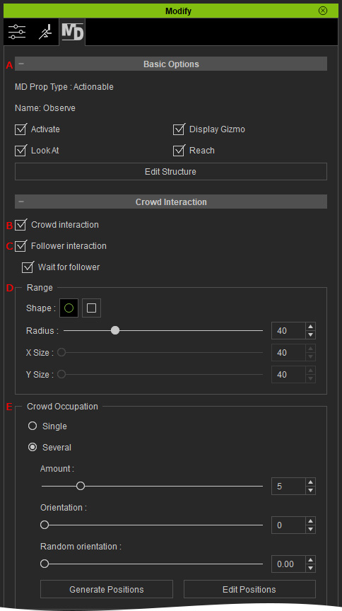 MD Tools Settings in Modify Panel