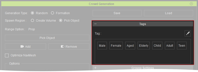 Tags System for Actor, Accessories and Motion Items